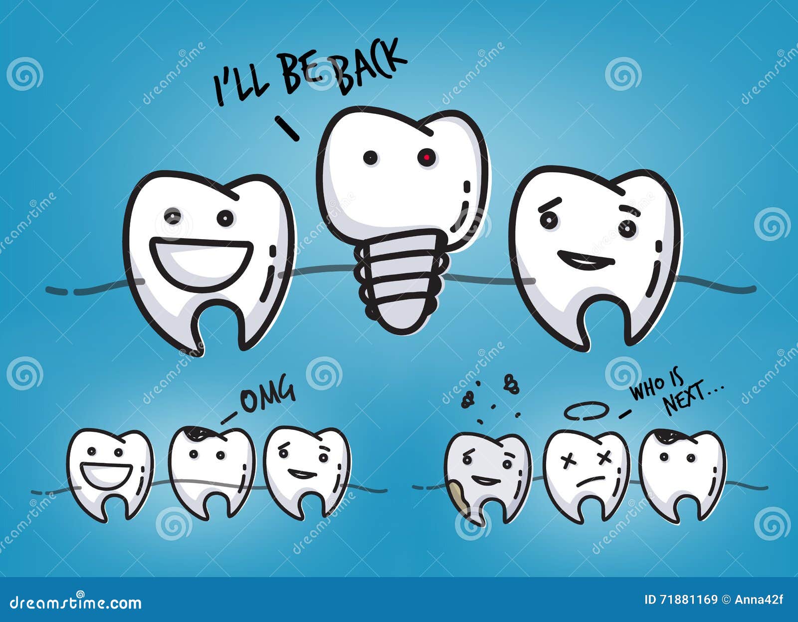 Teeth cool blue cartoons stock vector. Illustration of calcium - 71881169