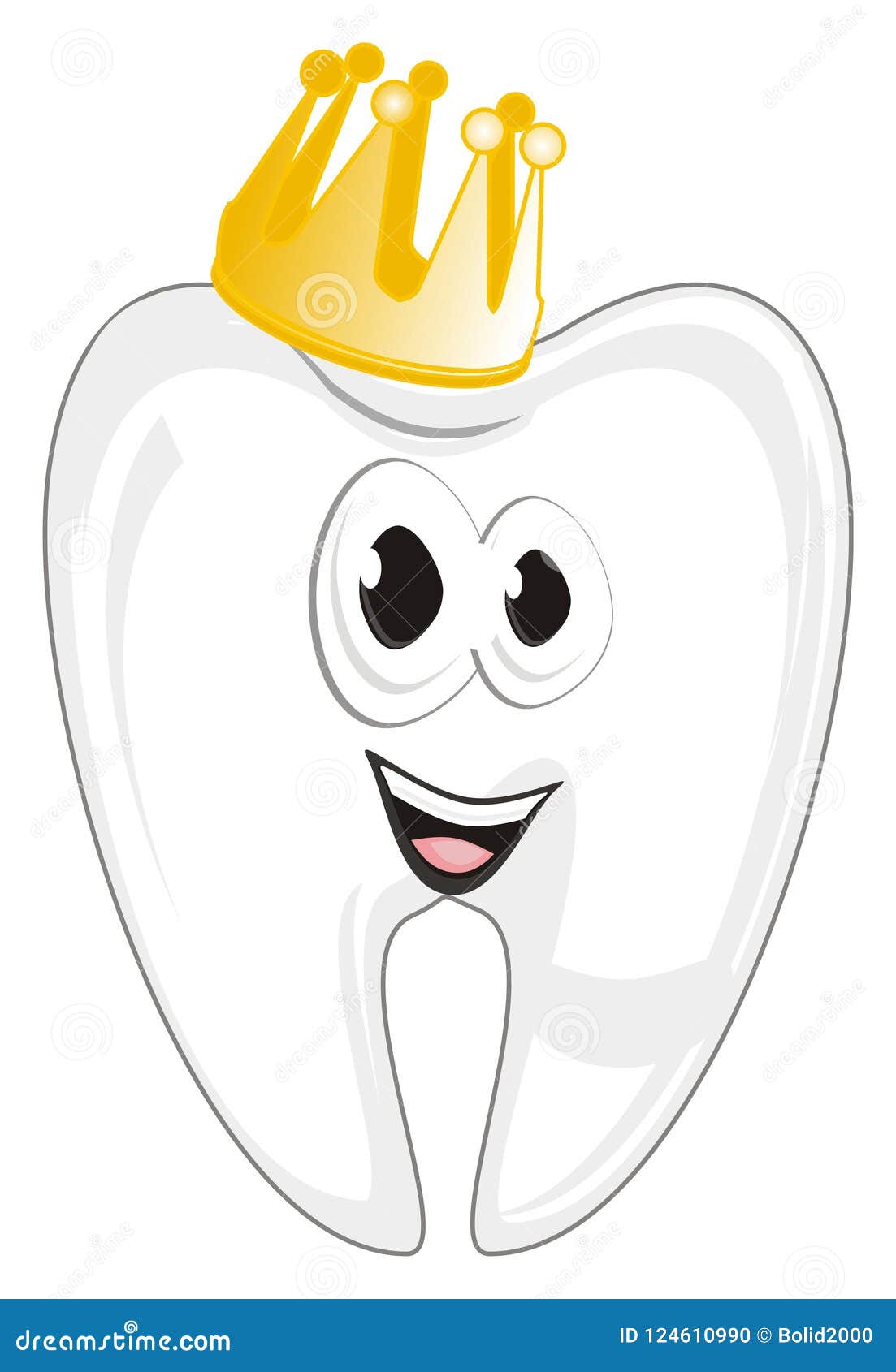 Teeth with crown stock illustration. Illustration of happy - 124610990