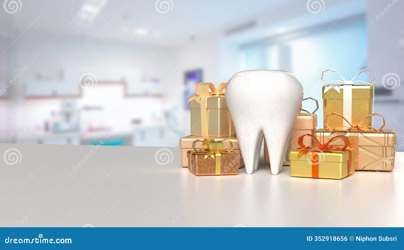 The Teeth and Gift Box for Dental or Health Concept 3d Rendering Stock ...