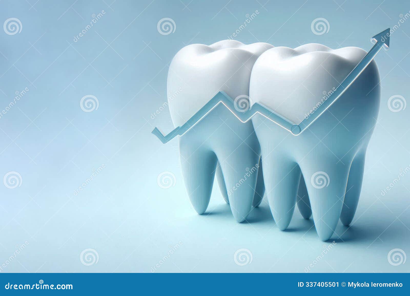 Teeth with a Growth Graph on a Clean Background. Space for Text. Stock ...