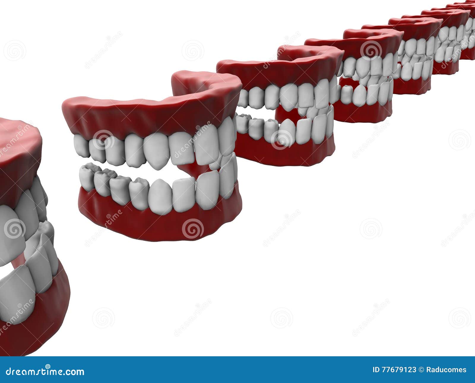 Teeth with gum in a line stock illustration. Illustration of arranged ...