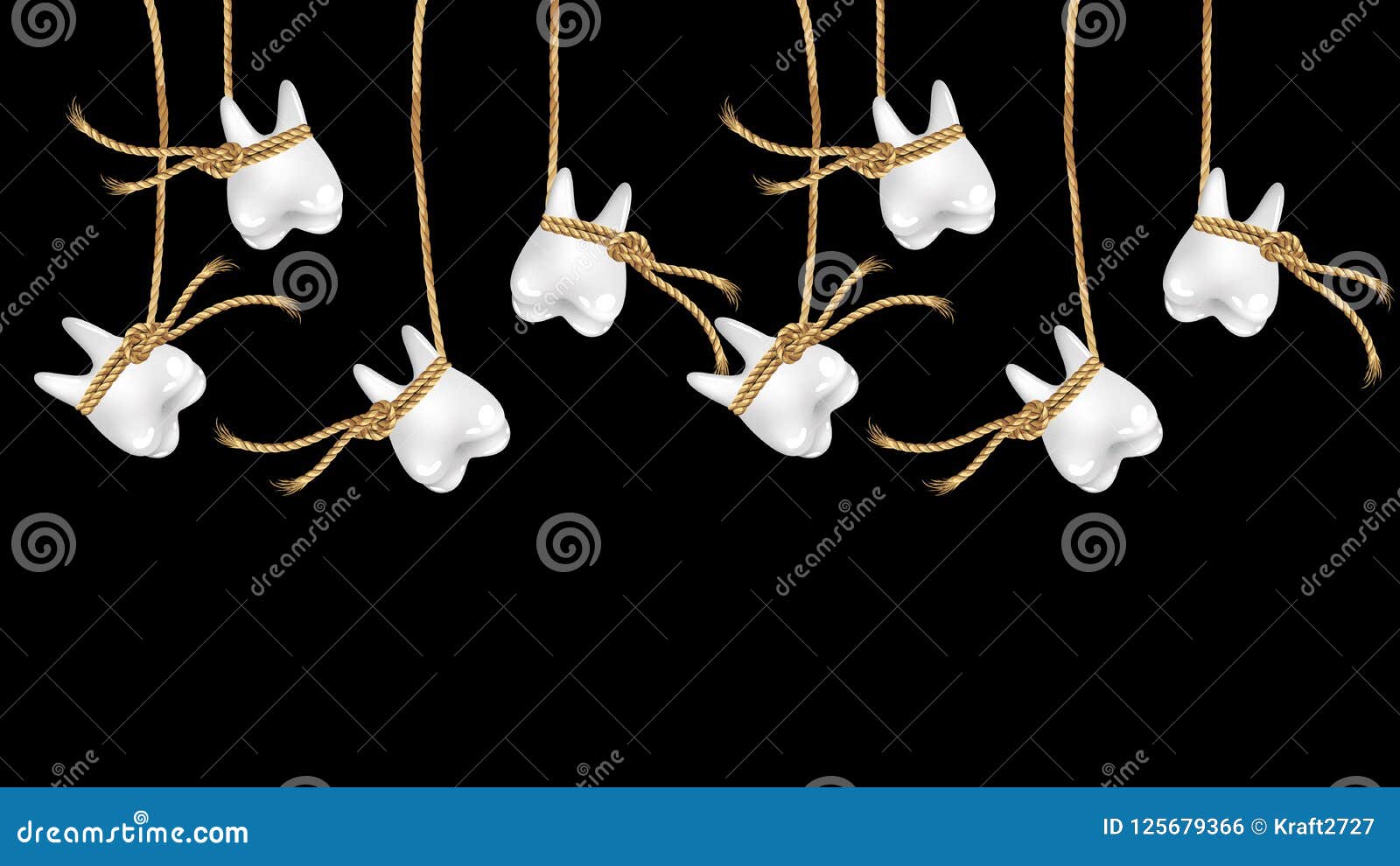 Teeth hanging on a rope stock vector. Illustration of healthcare ...