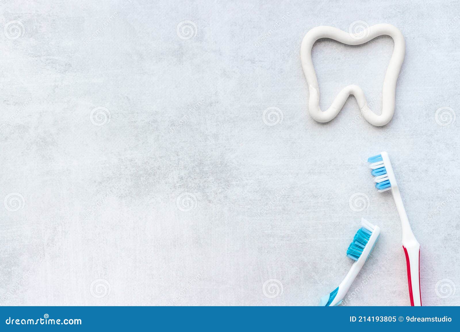Teeth Hygiene Concept. Toothbrushes with Toothpaste, Top View Stock ...