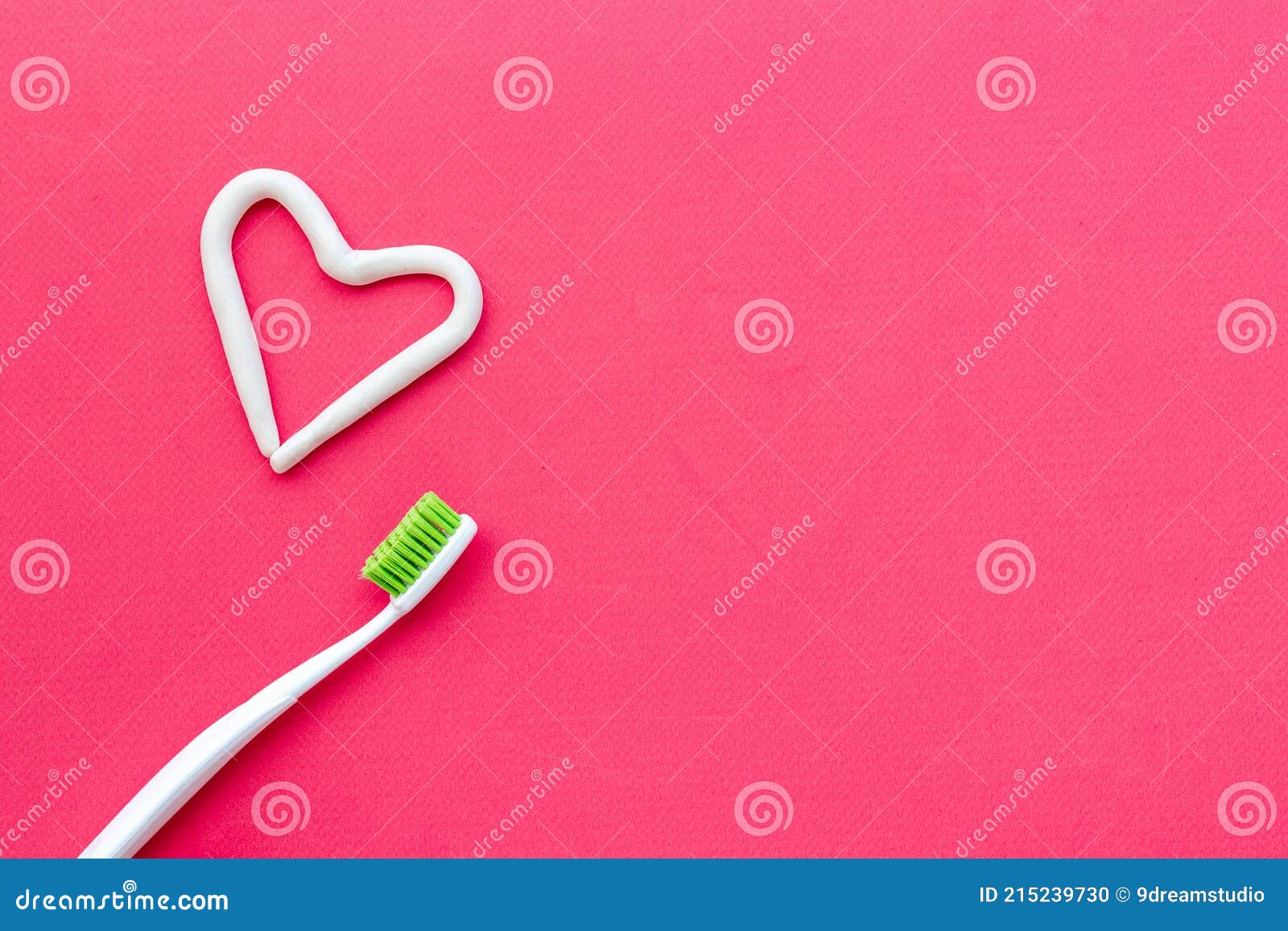 Teeth Hygiene. Toothbrush with Heart Shape Made of Toothpaste, Top View ...