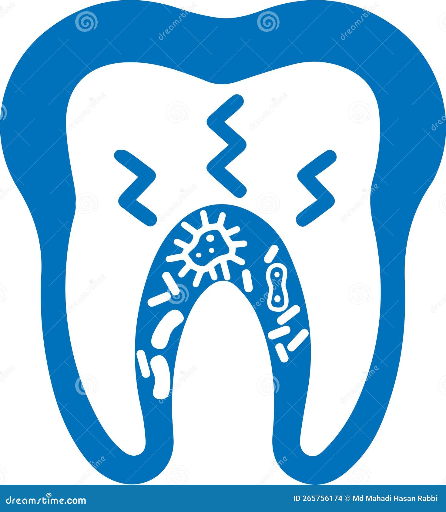 Teeth Infection Icon, Teeth Icon, Dental Problem Blue Vector Icon ...