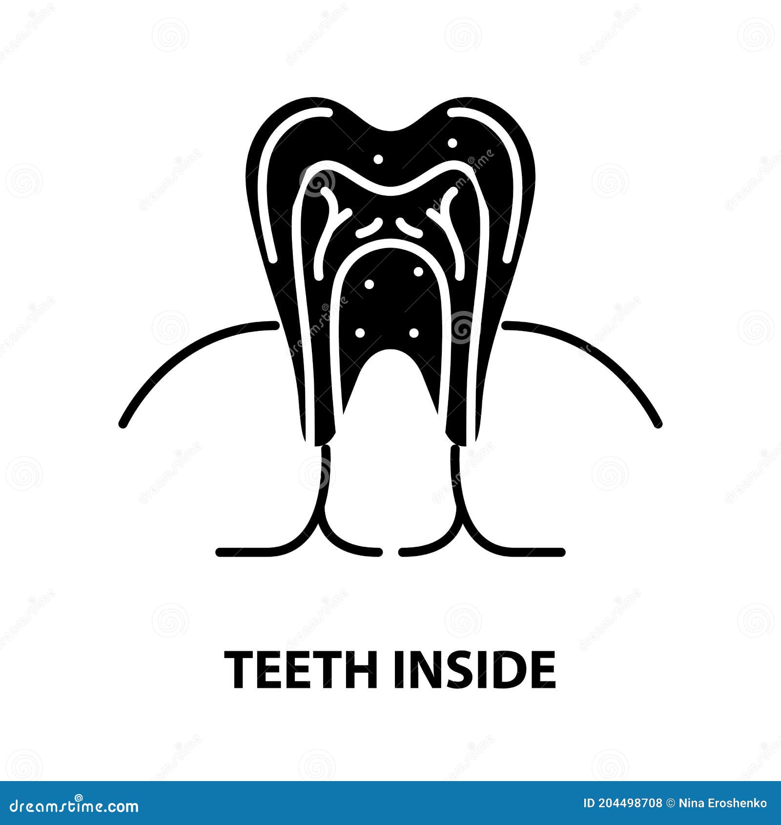 Teeth Inside Icon, Black Vector Sign with Editable Strokes, Concept ...