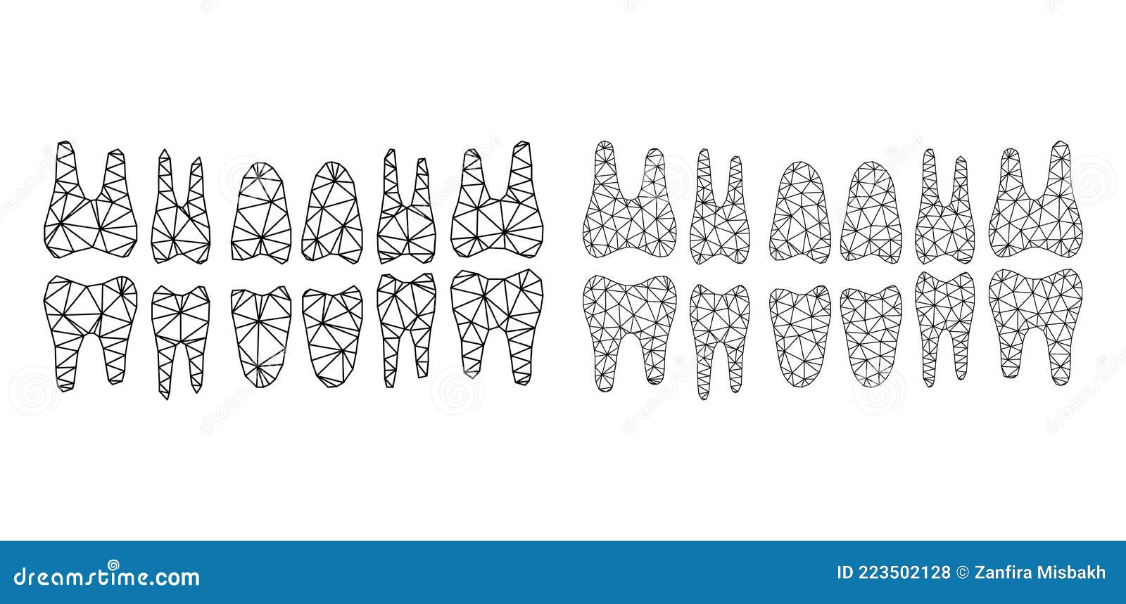 Teeth Jaw Icons - Vector Triangle Mesh Stock Vector - Illustration of ...