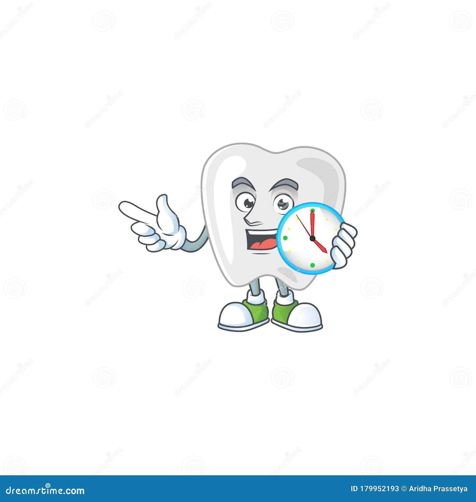 Teeth Mascot Design Concept Holding a Circle Clock Stock Vector ...
