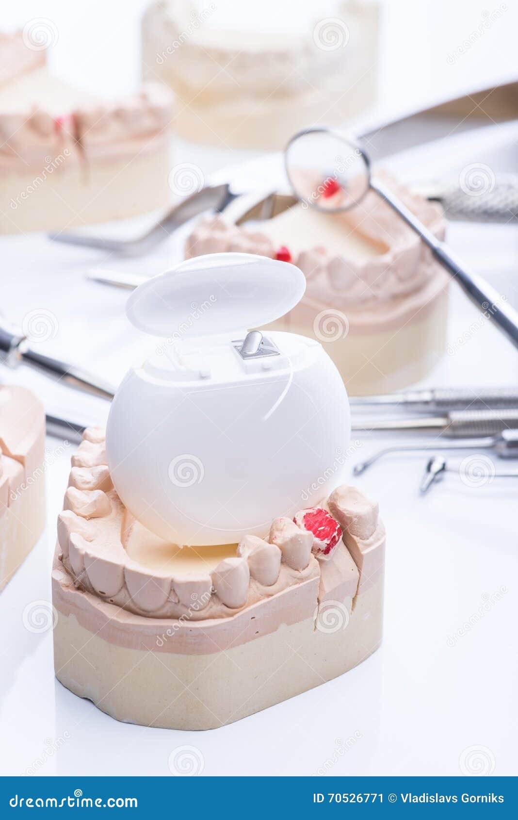 Teeth Mold and Basic Dental Tools on White Table Stock Image - Image of ...