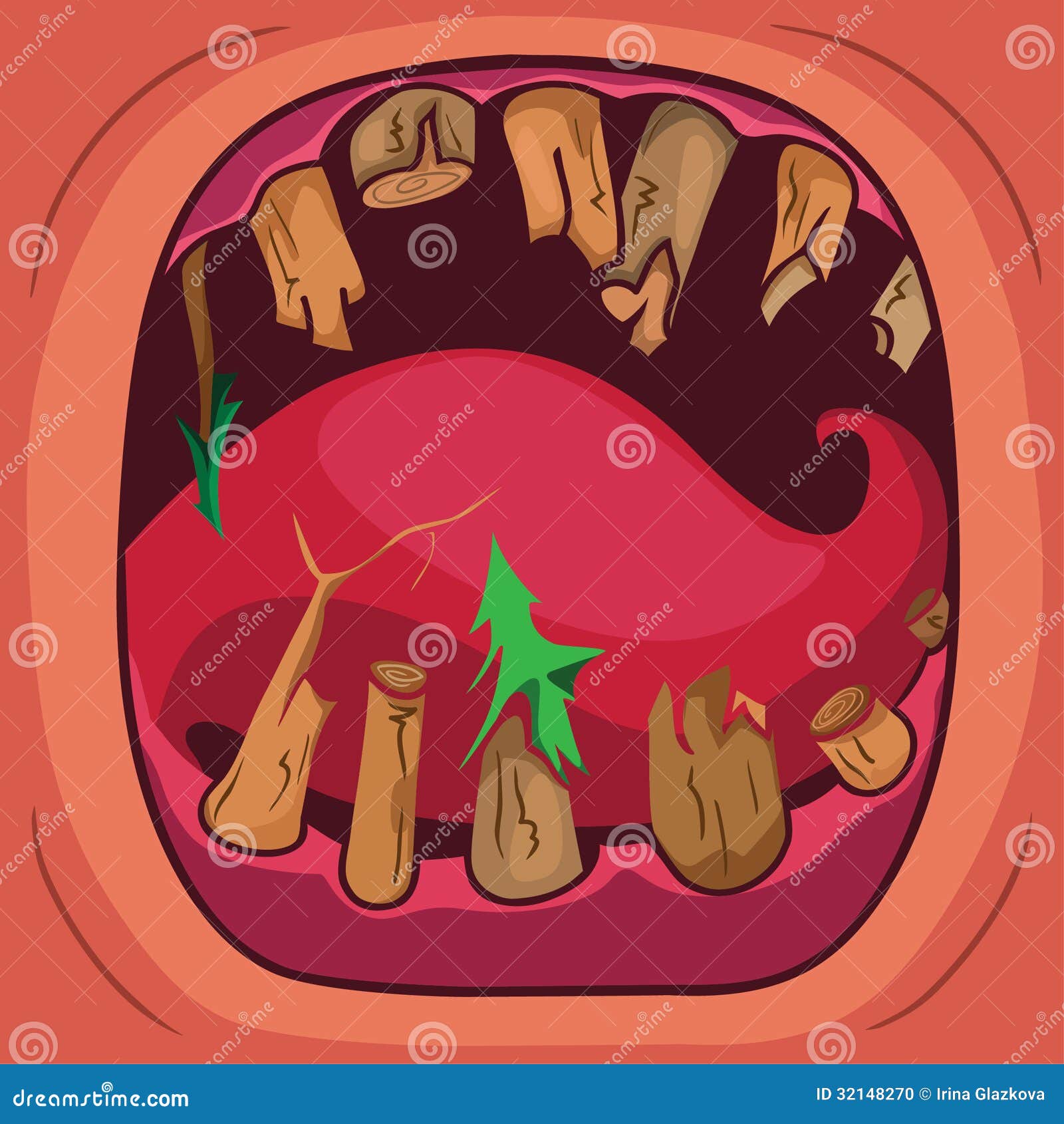 Teeth Out of the Trees and Firs Stock Vector - Illustration of firewood ...