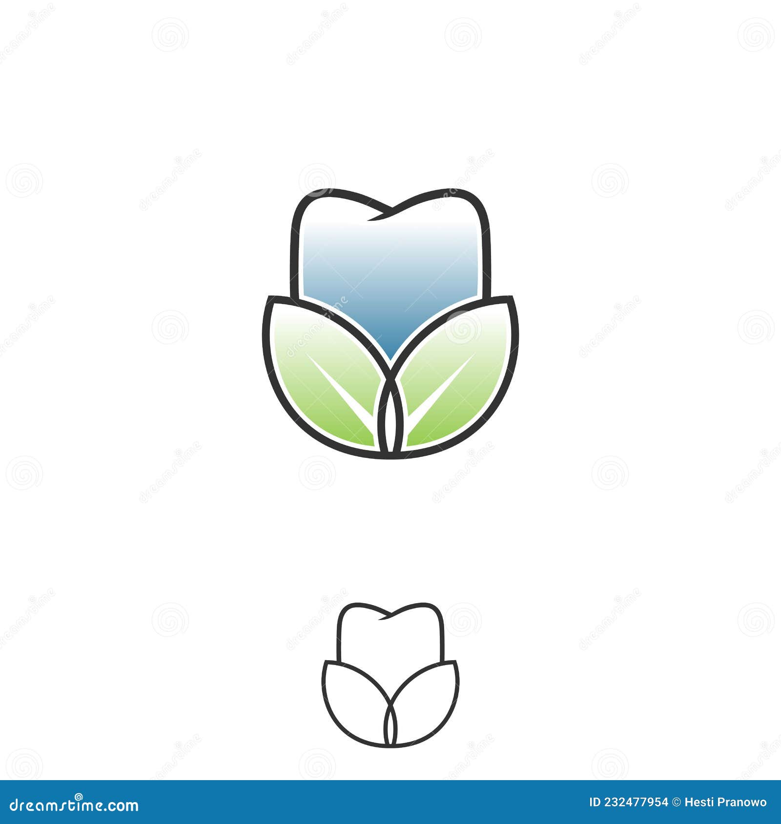 Teeth in Outline Style with Leaf for Element Design Stock Vector ...