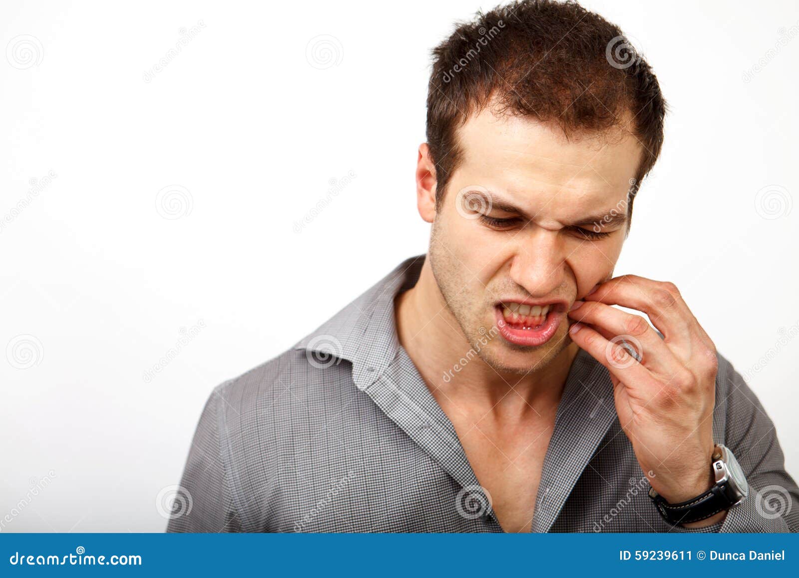 Teeth Pain Concept. Defenseless Head. Suffering. Punch In Face. Destroy ...