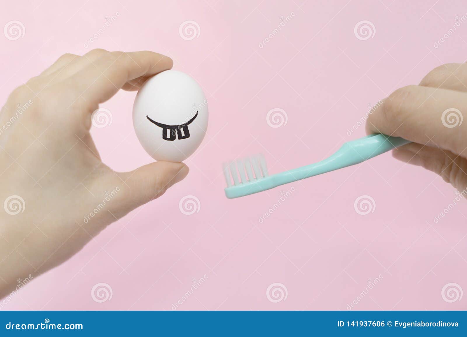 Teeth Painted on Eggshell-oral Care on the Example of Brushing Teeth ...
