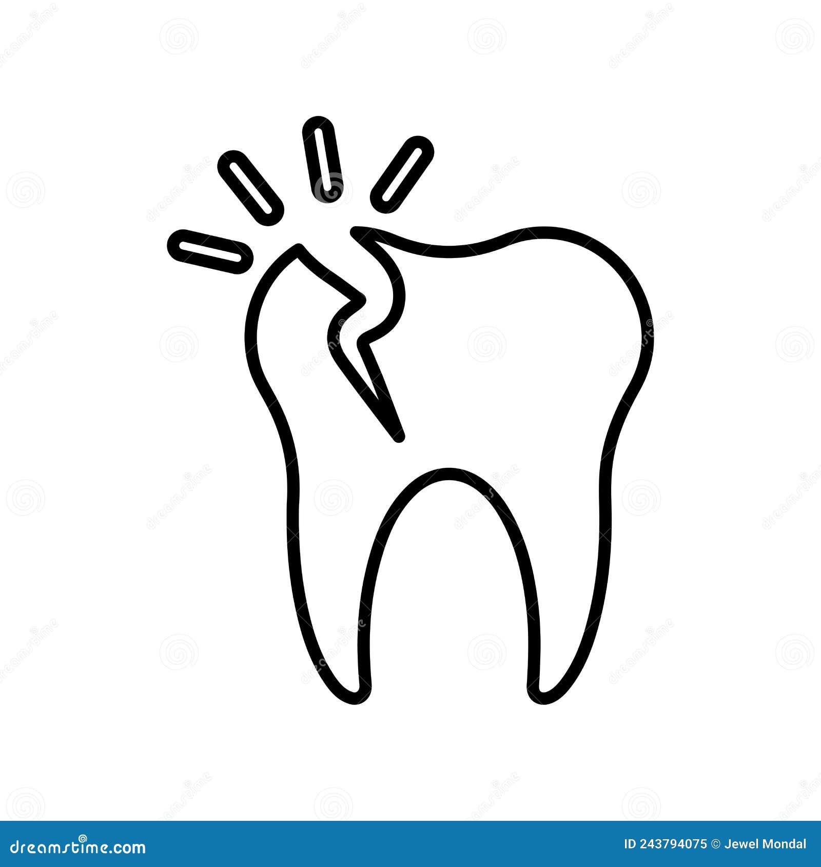 Teeth, Problem Outline Icon. Line Vector Design Stock Vector ...