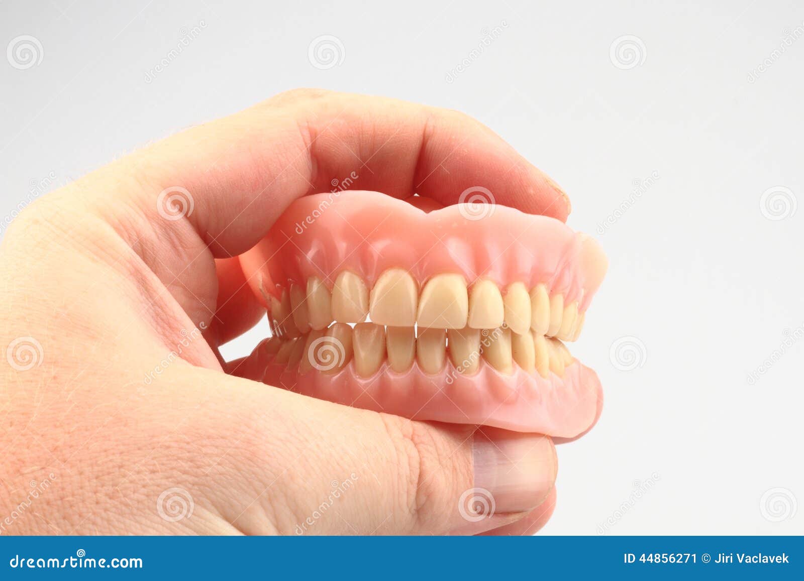 Teeth Prosthesis in the Human Hand Stock Image - Image of dentist ...