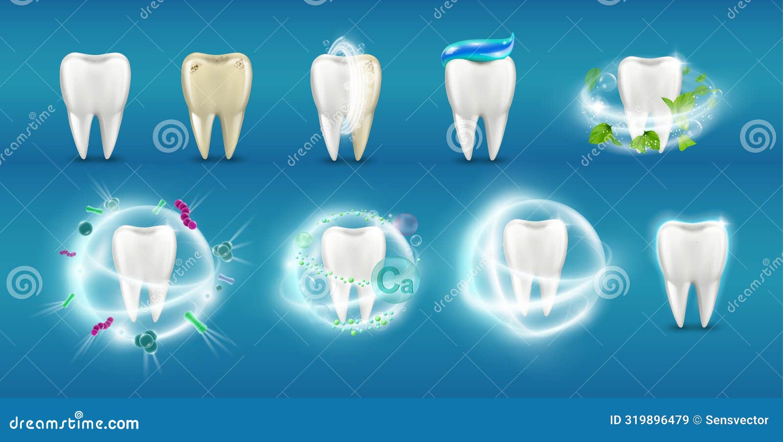 Teeth Protection Toothpaste and Bacteria Effect Stock Illustration ...