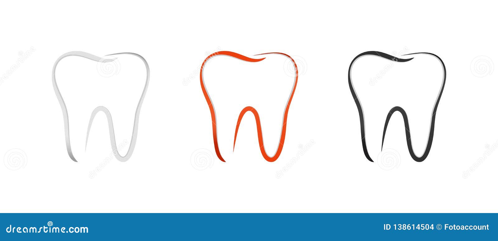 Teeth Set - Outline Vector Illustration - Isolated on White Background ...