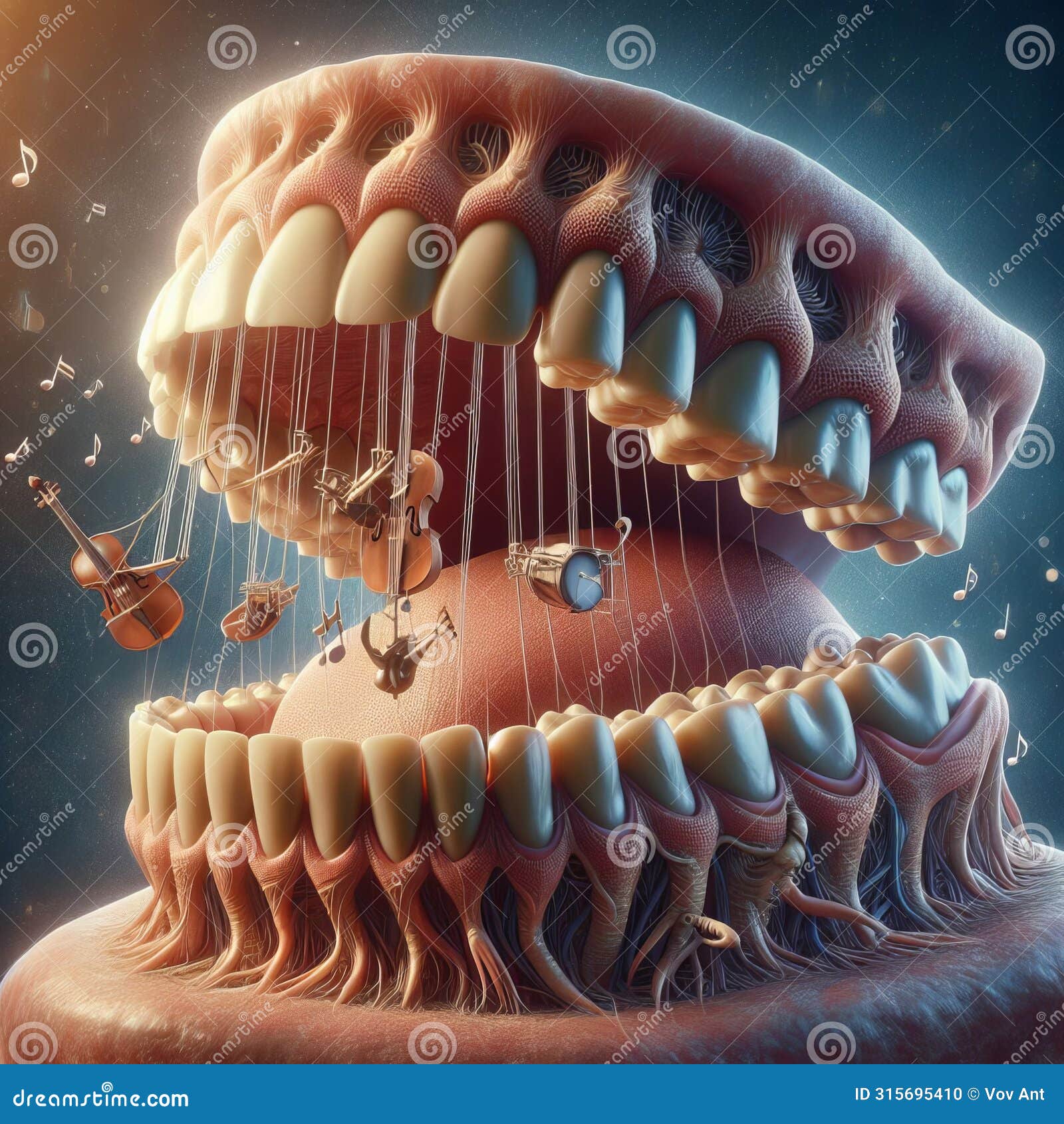 Teeth a Set of Teeth that Can Transform into Intricate Musica Stock ...