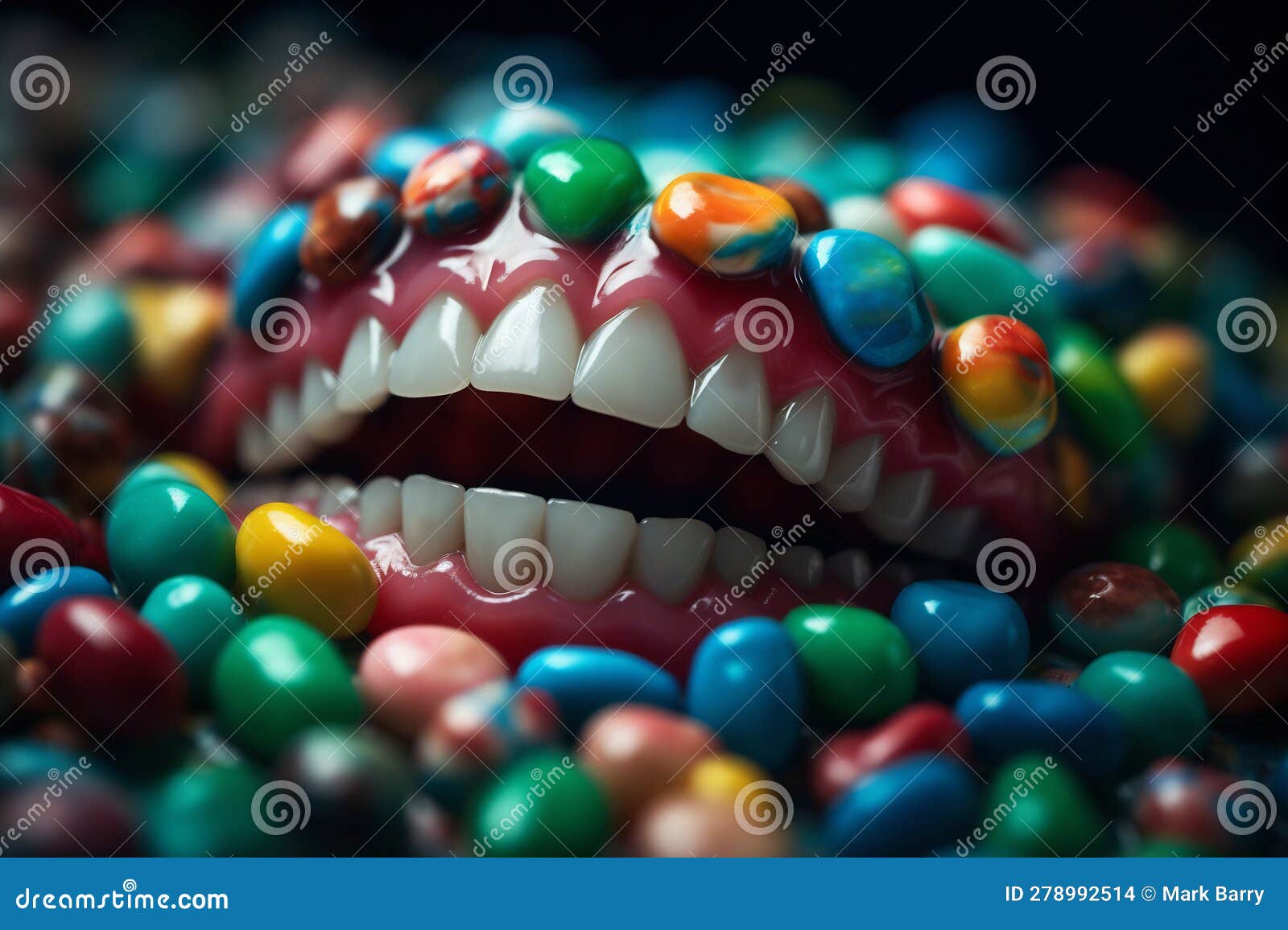 Teeth Sunken in Candy. Generative AI Image. Stock Illustration ...
