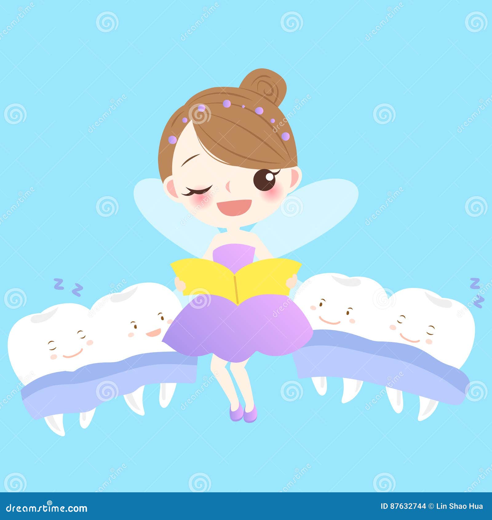 Teeth with tooth fairy stock vector. Illustration of dentist - 87632744