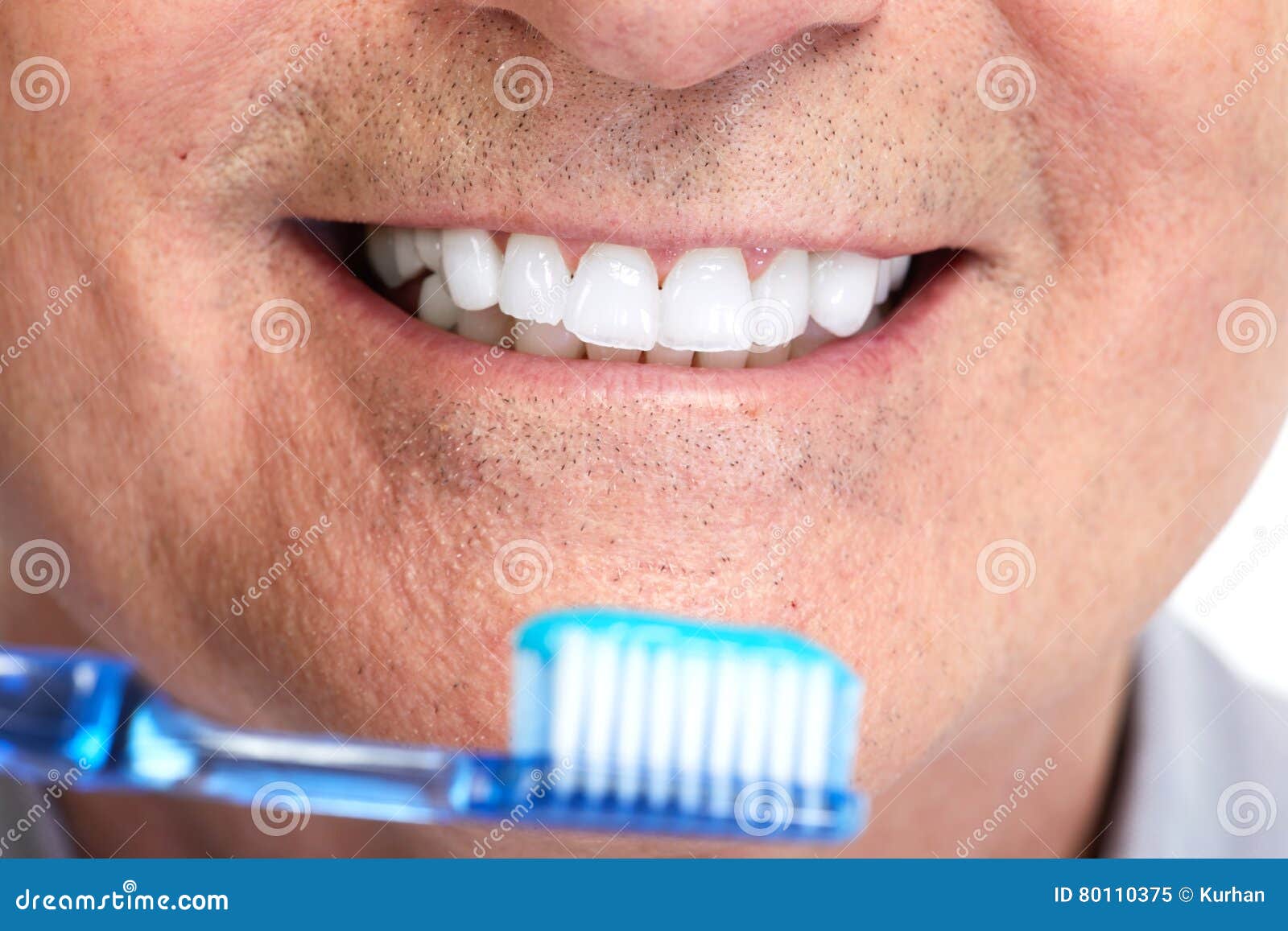 Teeth with toothbrush. stock image. Image of brushing - 80110375