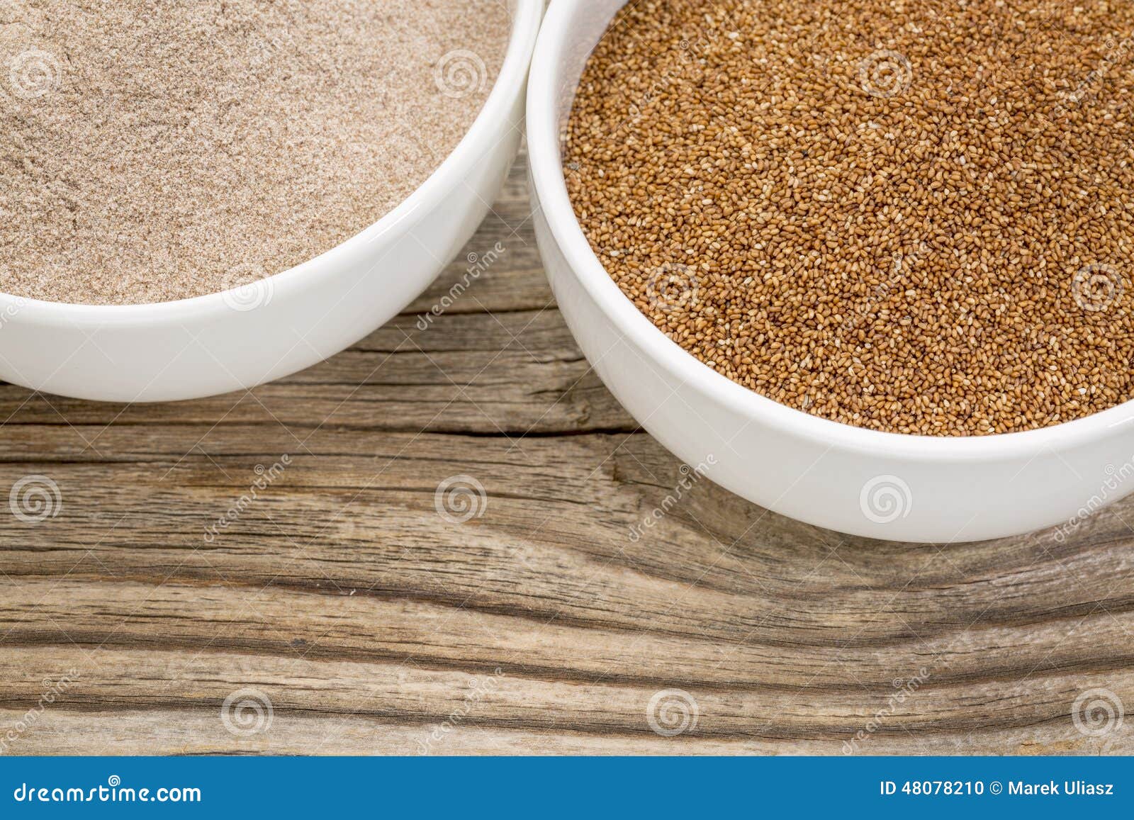 Teff grain and flour stock photo. Image of weathered - 48078210