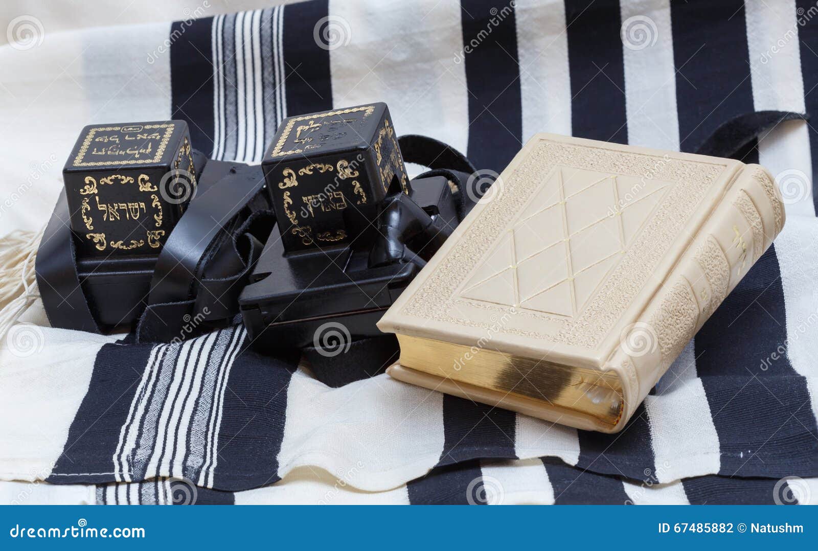 Tefillin and Tallit. and a Book of Jewish Prayer Stock Photo - Image of ...