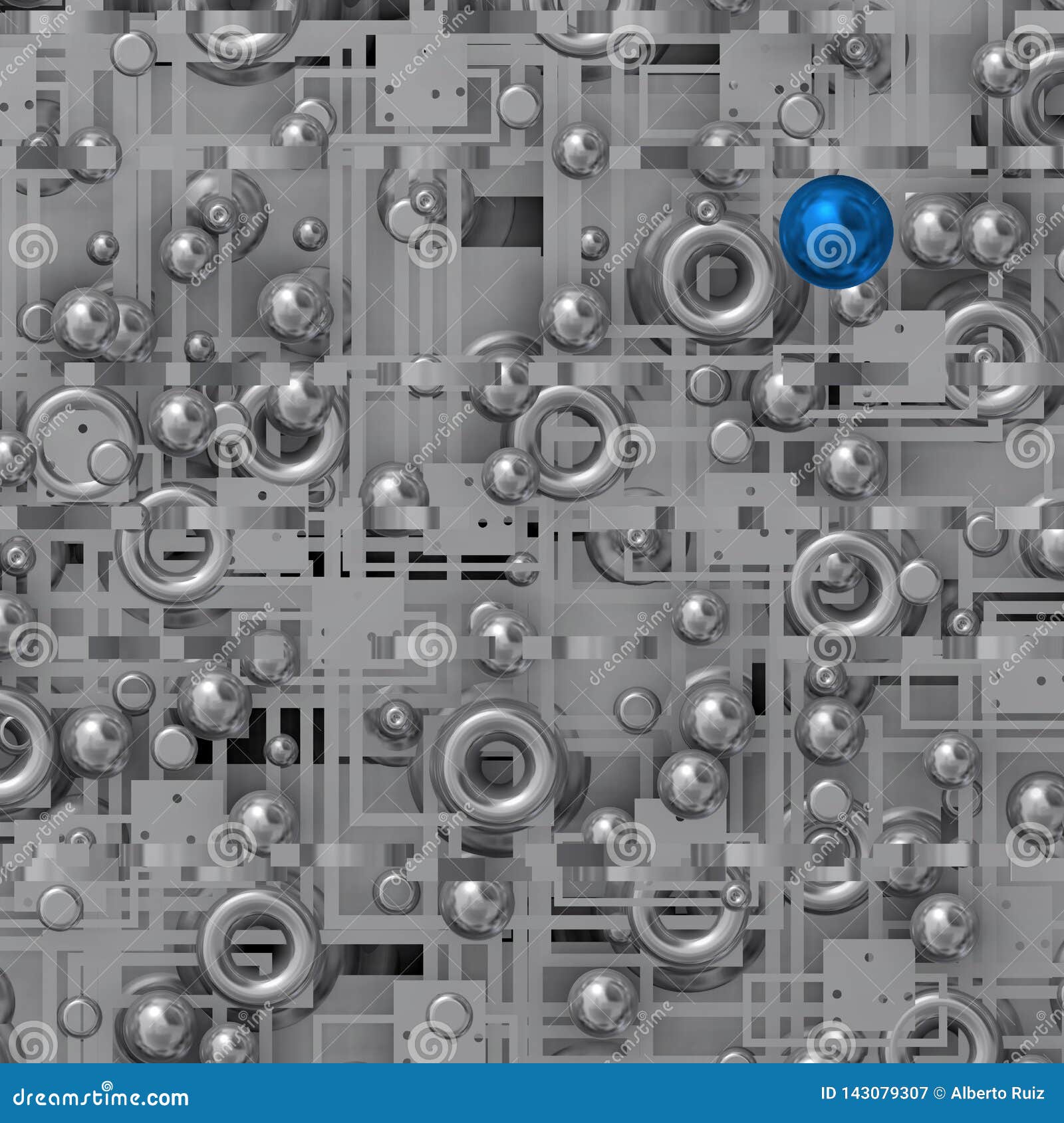 Teh Background with Blue Sphere in Tech Maze. Stock Illustration ...