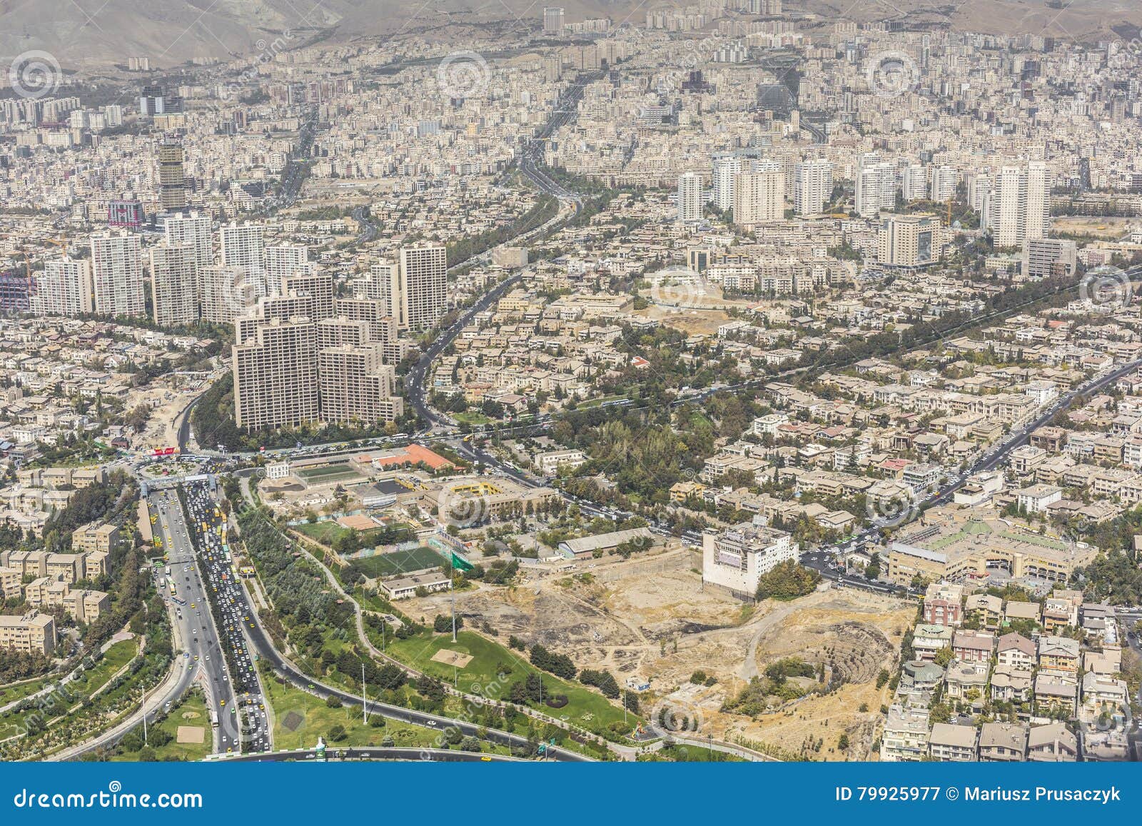 TEHERAN, IRAN - OCTOBER 05, 2016: View from the Milad Tower in T ...