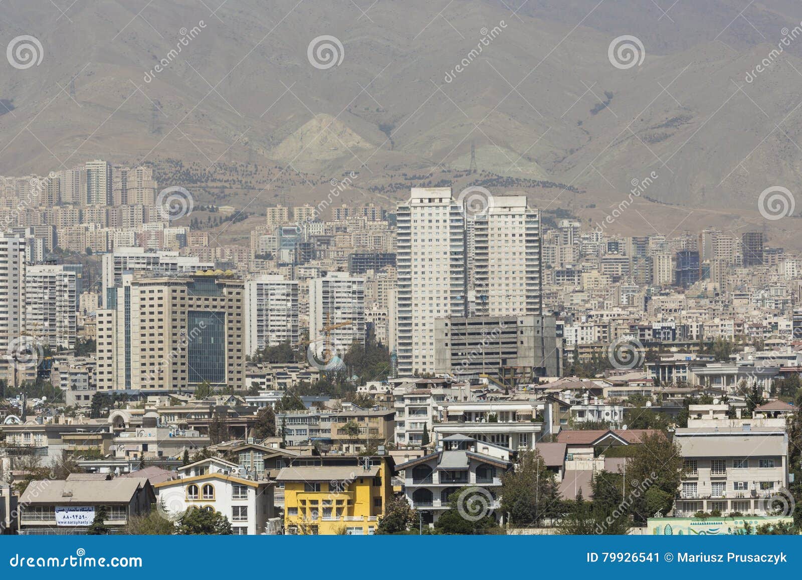 TEHERAN, IRAN - OCTOBER 05, 2016: View from the Milad Tower in T ...