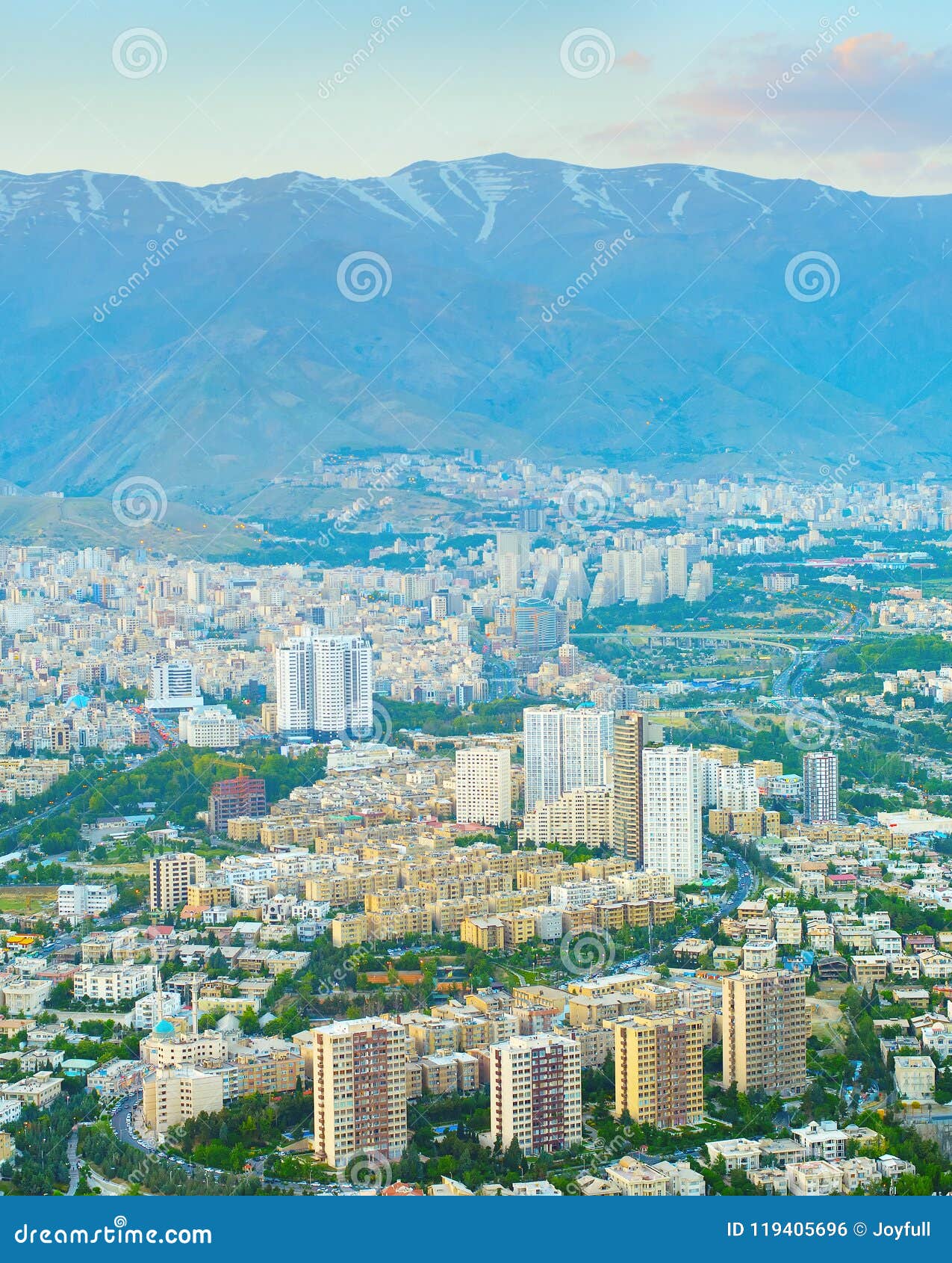 Tehran aerial view, Iran stock photo. Image of mountains - 119405696