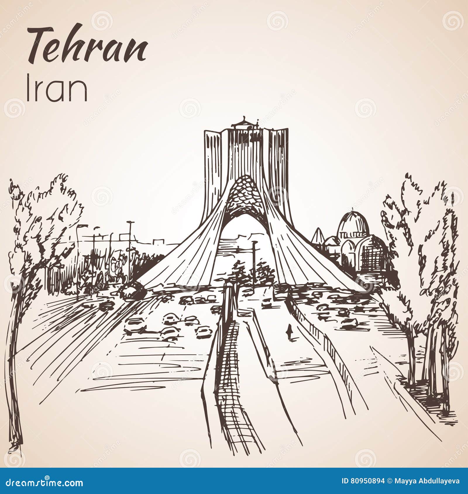 Tehran Cityscape - Iran. Sketch Stock Vector - Illustration of iranian ...
