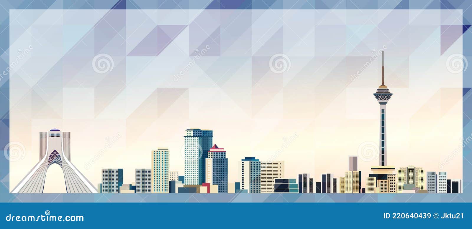 Tehran Skyline Vector Colorful Poster on Beautiful Triangular Texture ...