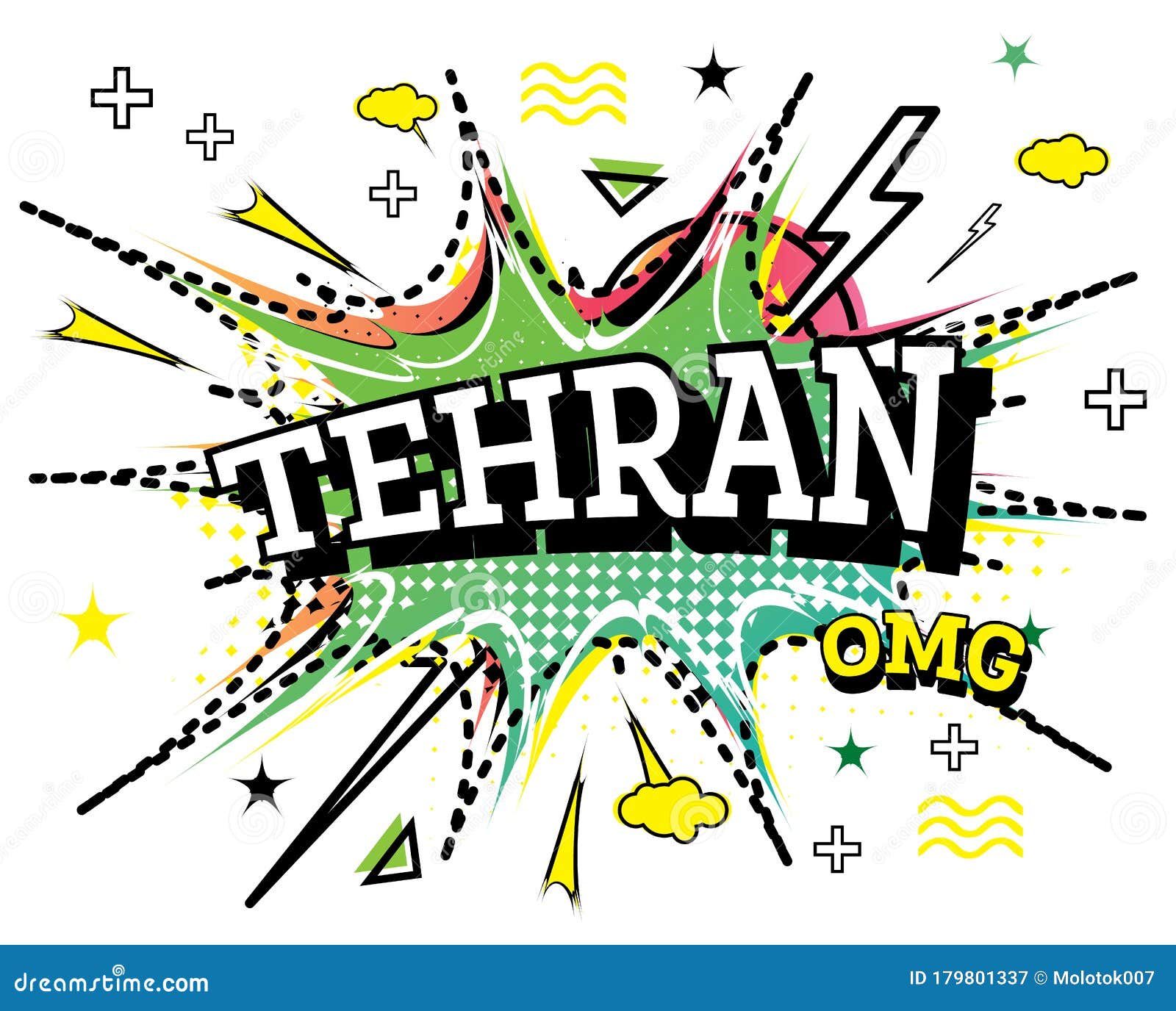 Tehran Comic Text In Pop Art Style Isolated On White Background Cartoon ...