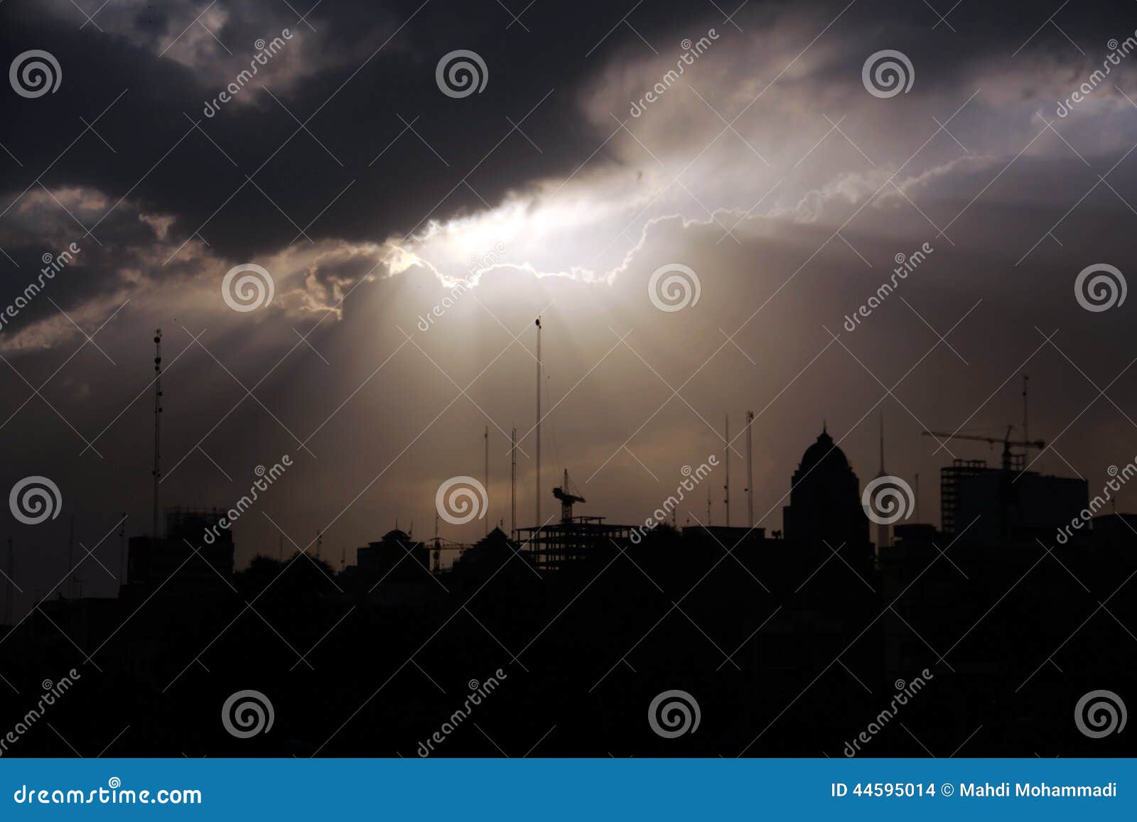 Cloud, Light, Dark, Tower, Sky, Tehran, Iran Stock Photo - Image of ...