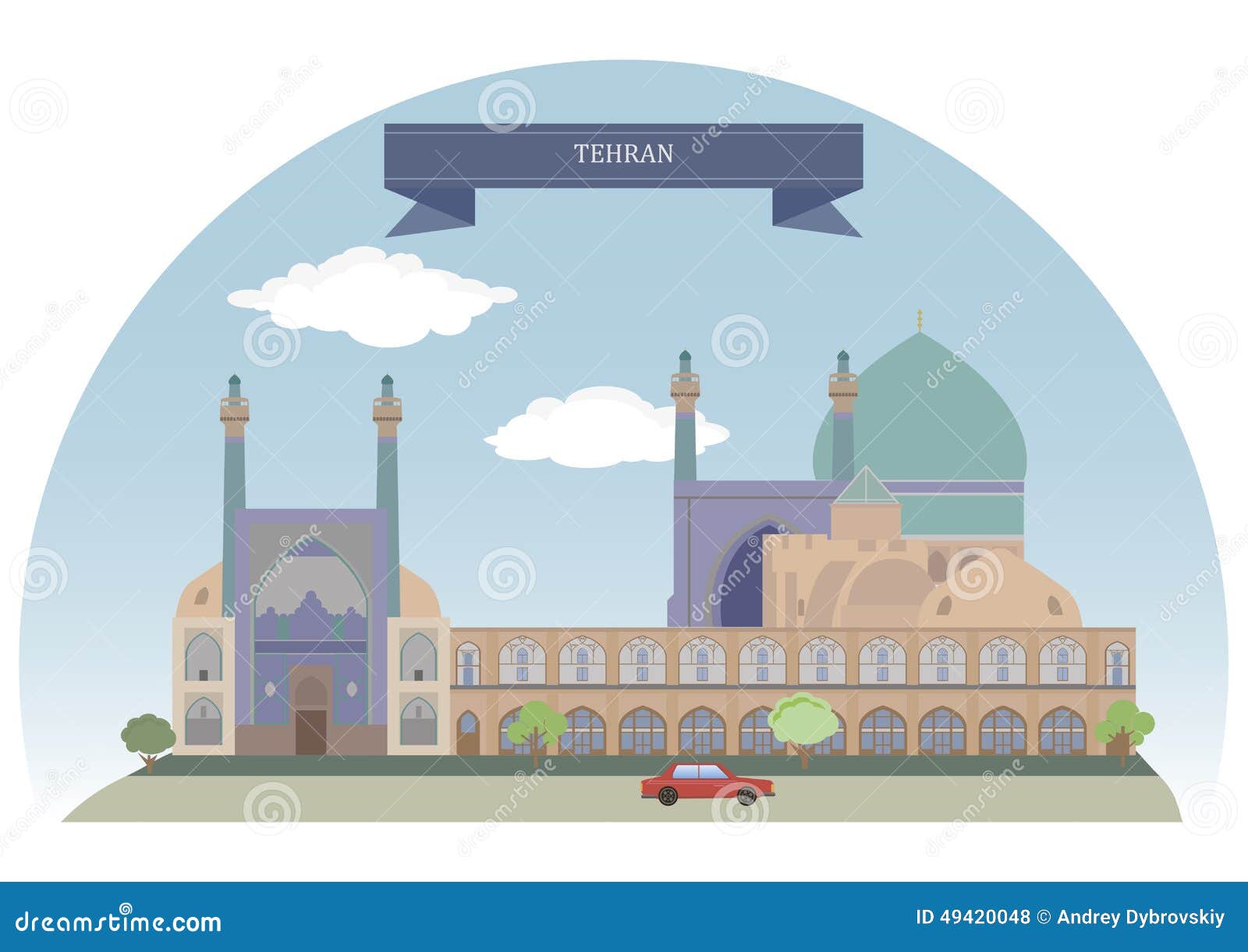 Tehran Famous Buildings, Outline Sketch Vector Illustration ...