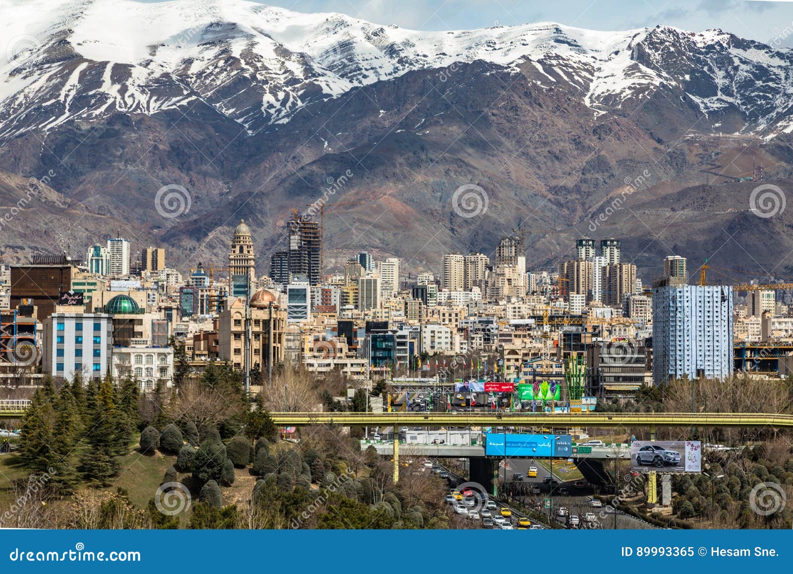 Tehran North Alborz Mountains in Spring with Snow at the Top- Iran ...