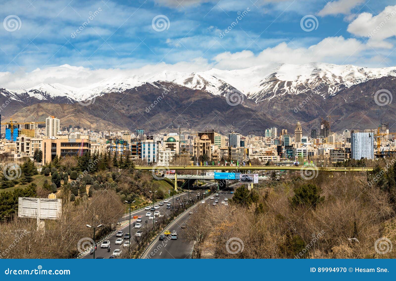 Tehran North Alborz Mountains in Spring with Snow at the Top- Iran ...