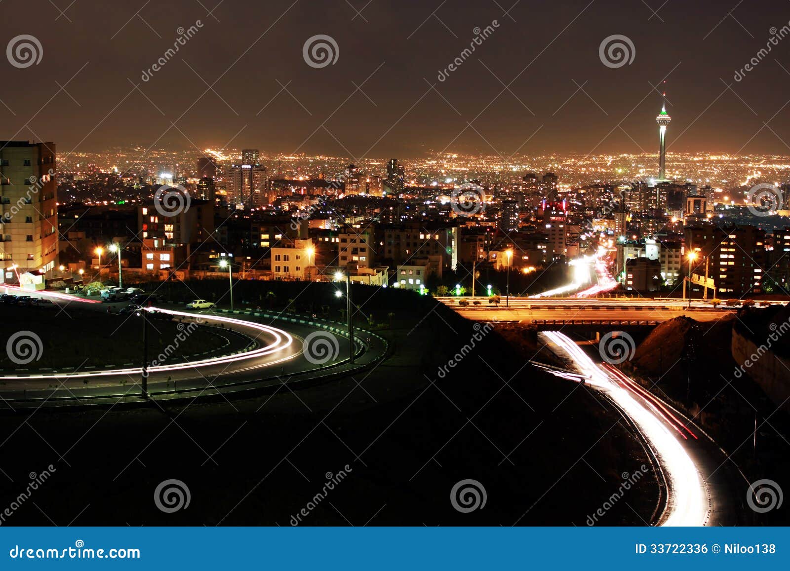 Tehran skyline at night stock photo. Image of capital - 33722336
