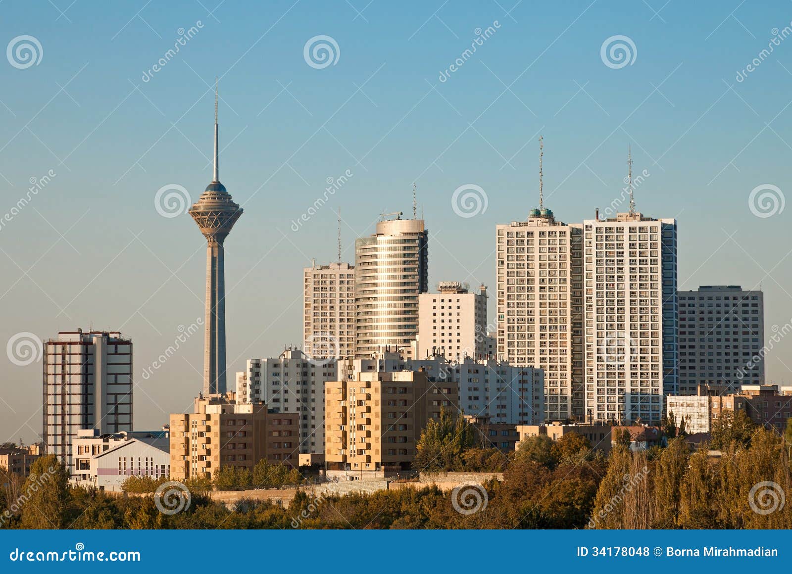 Tehran Skyline and Skyscrapers in the Morning Light Stock Photo - Image ...