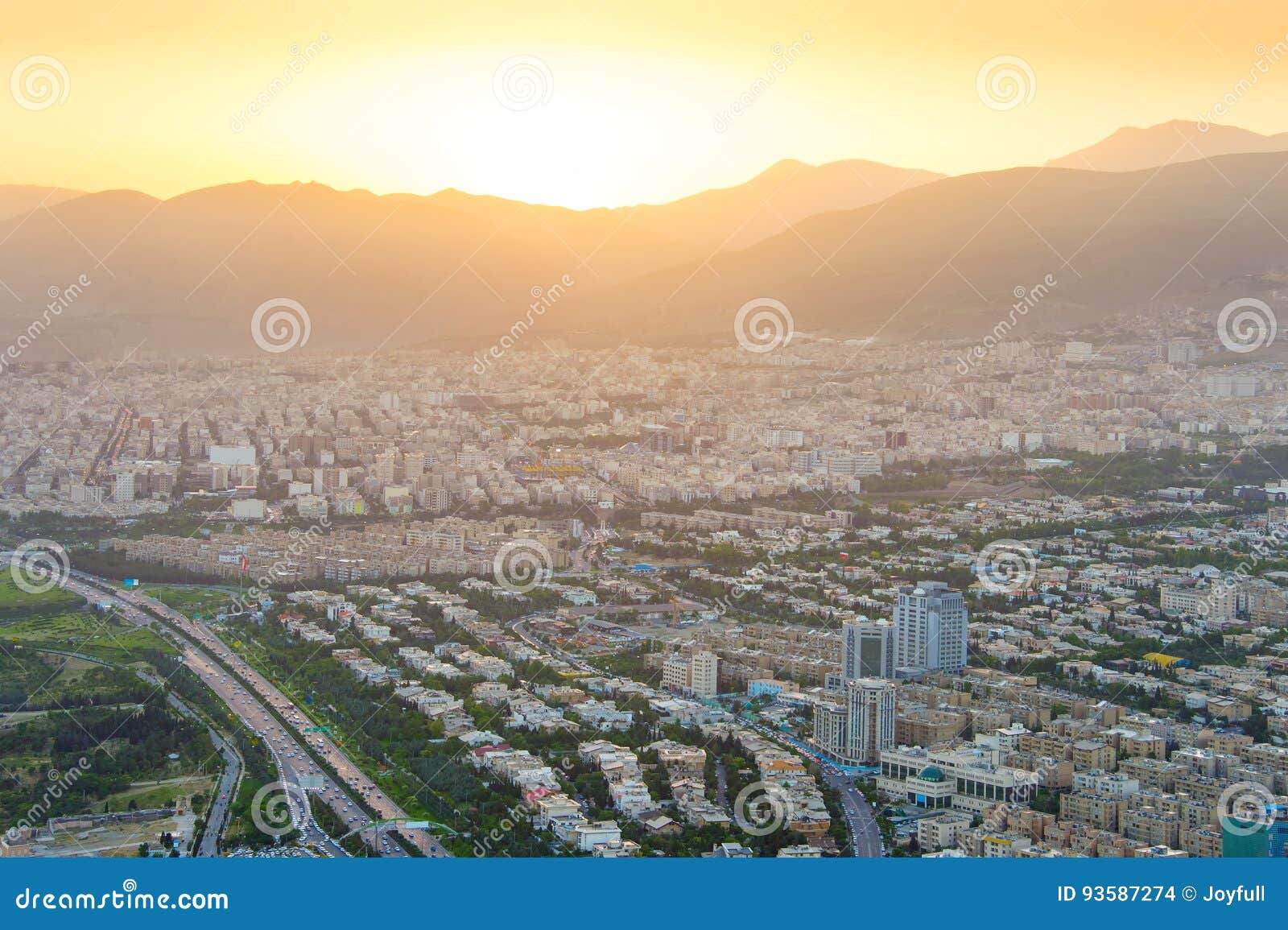 Tehran Skyline at Sunset, Iran Stock Photo - Image of road, islamic ...