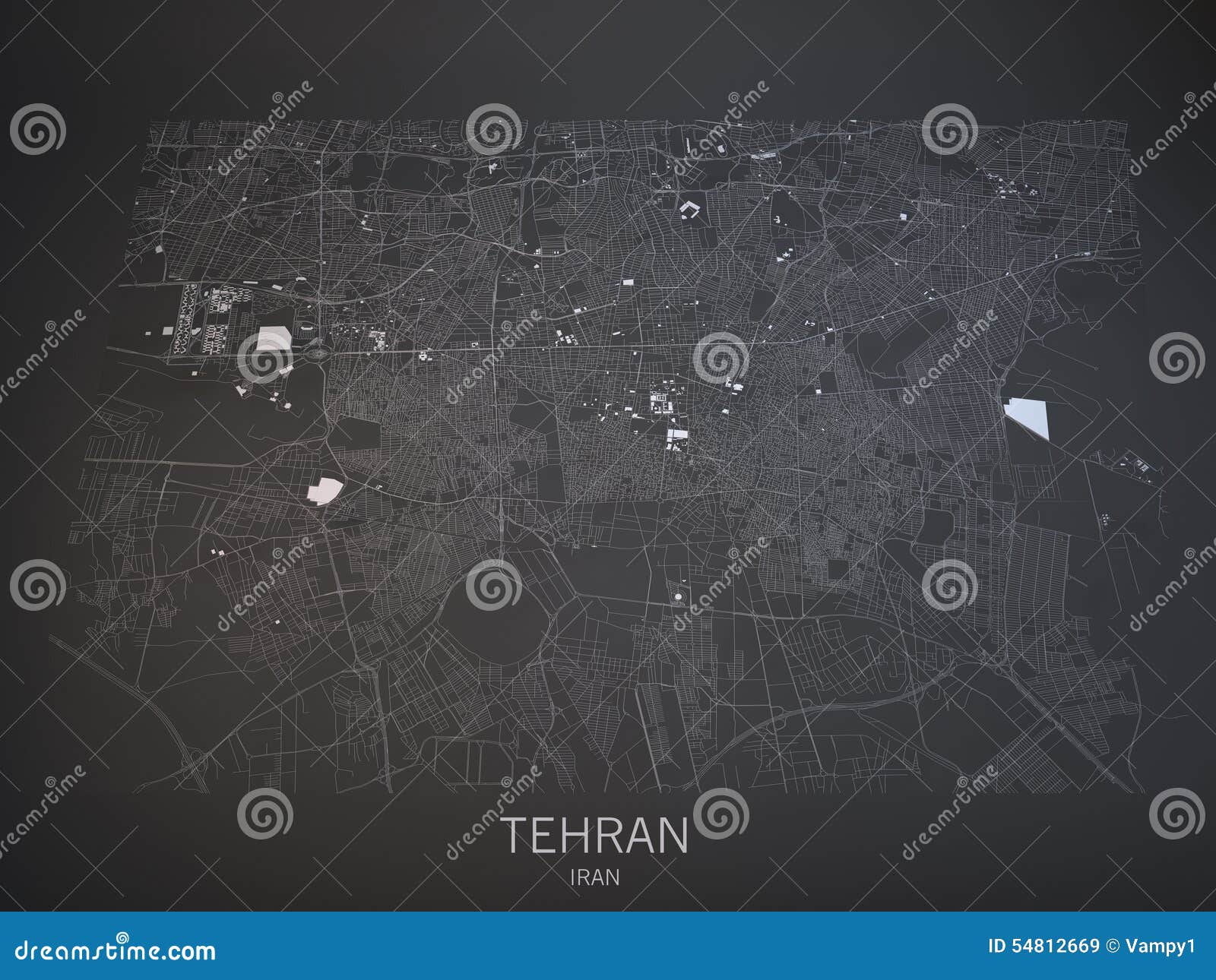 Tehran Streets and Buildings 3d Map, Iran Stock Illustration ...