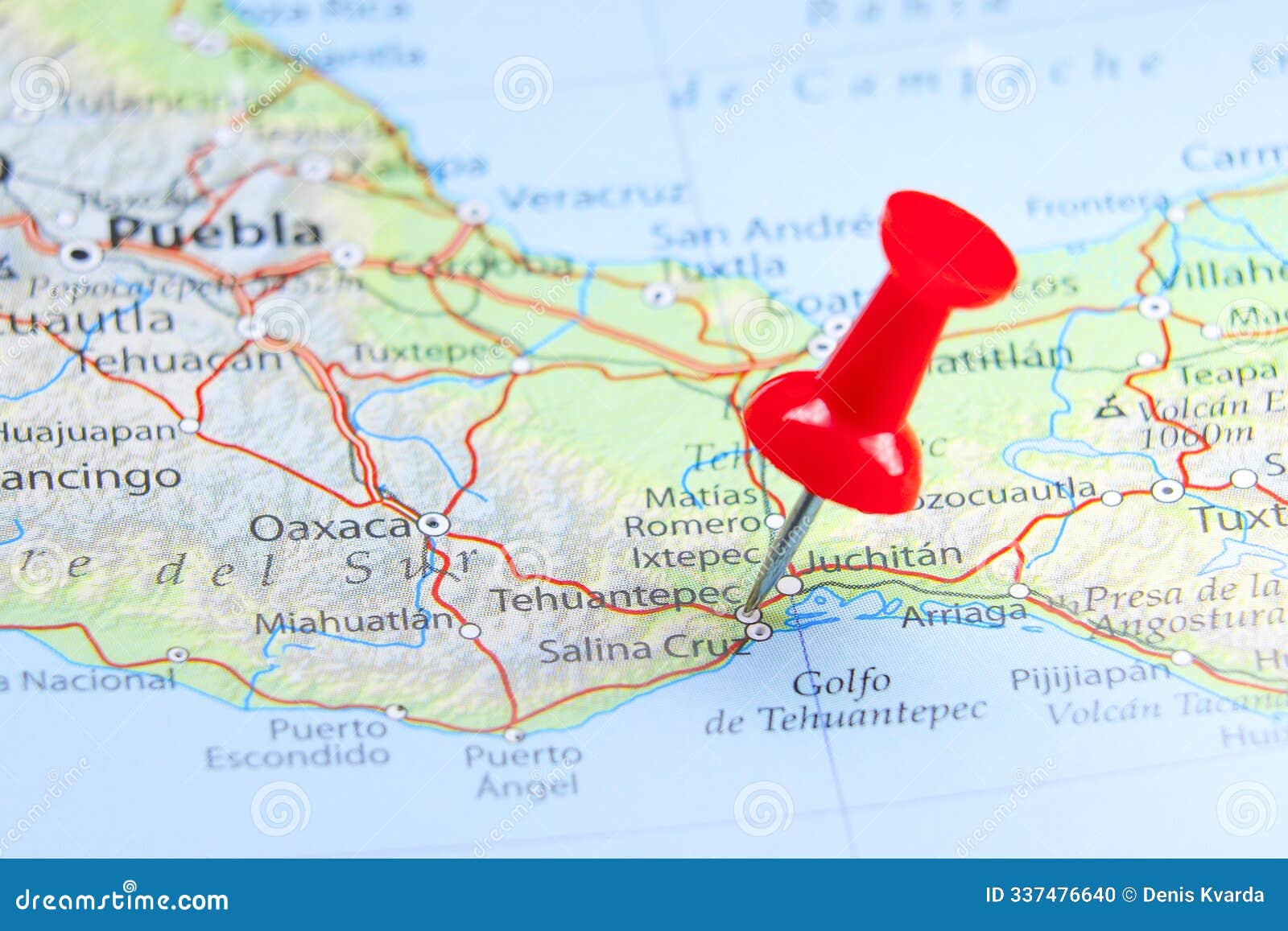 Tehuantepec, Mexico Pin on Map Stock Photo - Image of direction ...