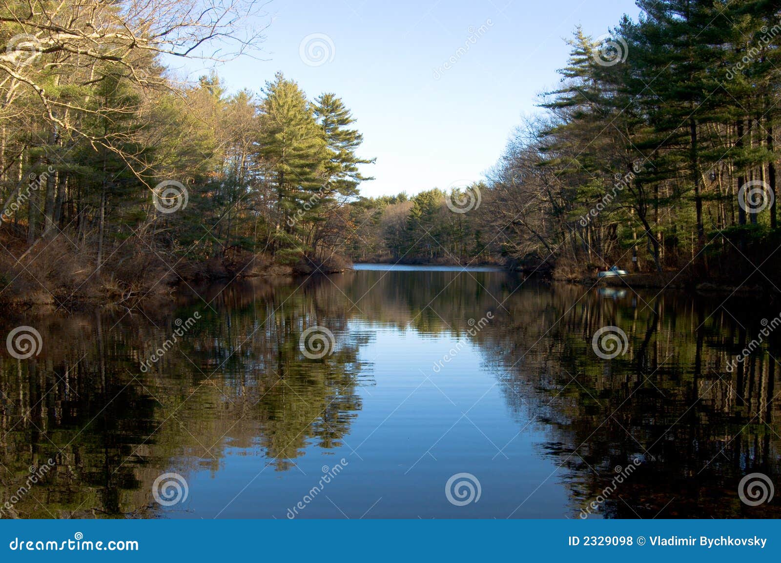 Teich und Wald stockfoto. Bild von ufer, reflexion, teich - 2329098