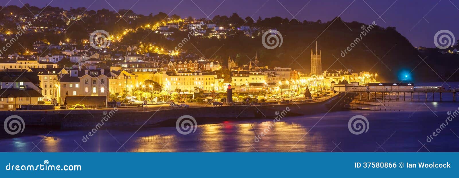 Teignmouth at Night Devon England Stock Photo - Image of photograph ...