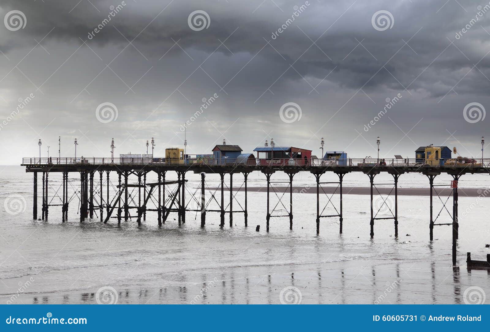 Teignmouth Pier in the Rain, Devon, England Stock Image - Image of ...