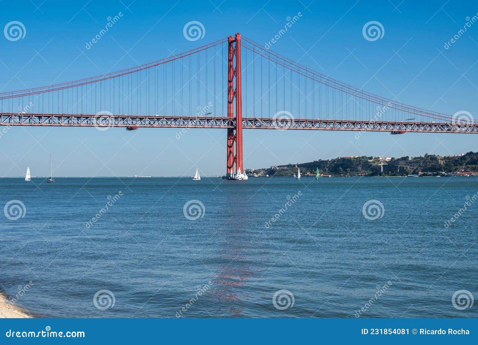 Tejo River and Tejo Bridge in Lisbon Editorial Photo - Image of ...