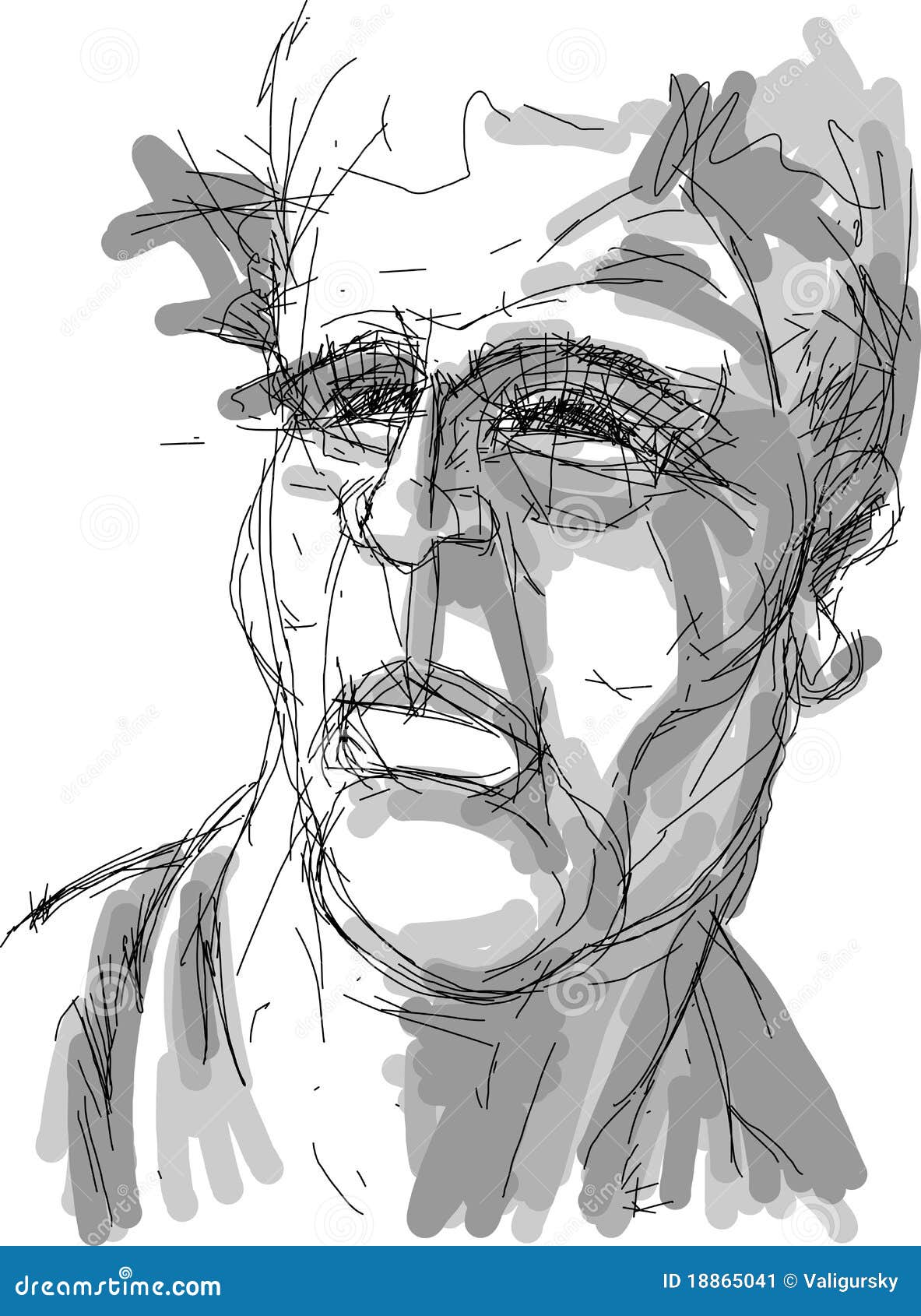 Tekening Van Een Mannelijk Hoofd Vector Illustratie - Illustration of ...