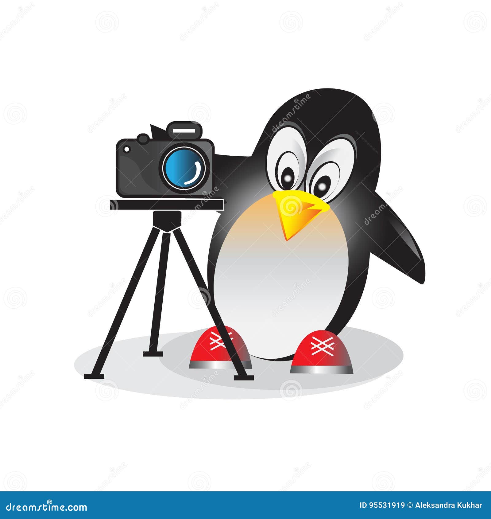 Tekening Van Pinguïn Met Camera Vector Illustratie - Illustration of ...