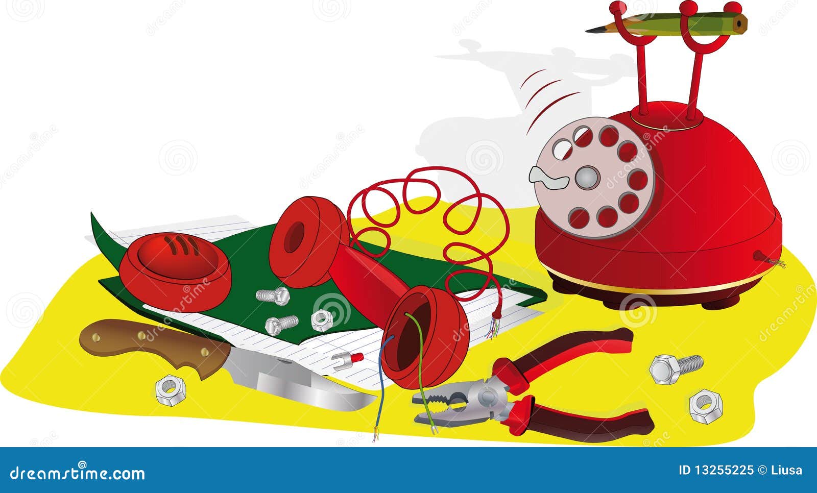 Teléfono roto rojo ilustración del vector. Ilustración de libro - 13255225